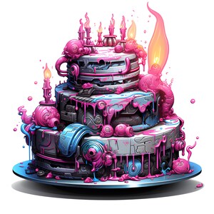Clipart Birthday Cake Cyberpunk 3 Hi-res JPEG - Etsy