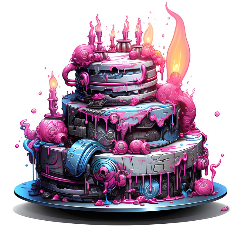 Clipart Birthday Cake Cyberpunk 3 Hi-res JPEG - Etsy