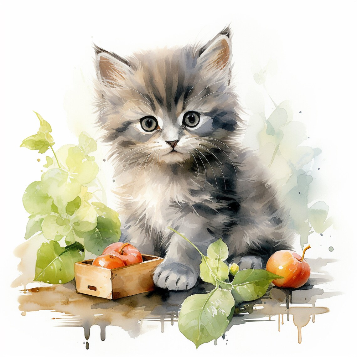 Clipart Cute Kitten Watercolor 3 JPEG - Etsy