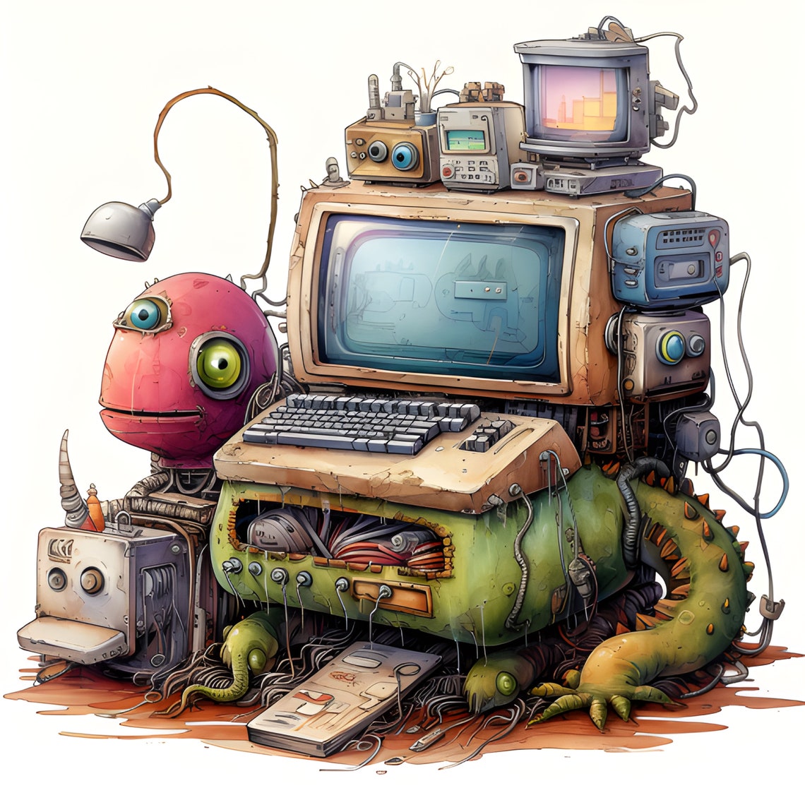 Clipart Old Computer Art 3 Hi-res JPEG - Etsy