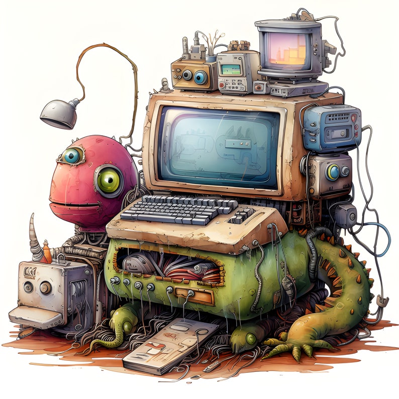Clipart Old Computer Art 3 Hi-res JPEG - Etsy