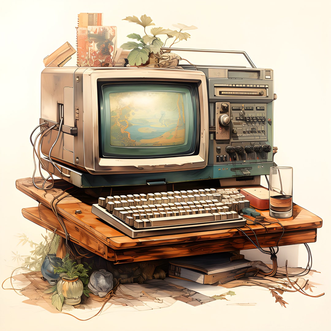 Clipart Old Computer Art 3 Hi-res JPEG - Etsy