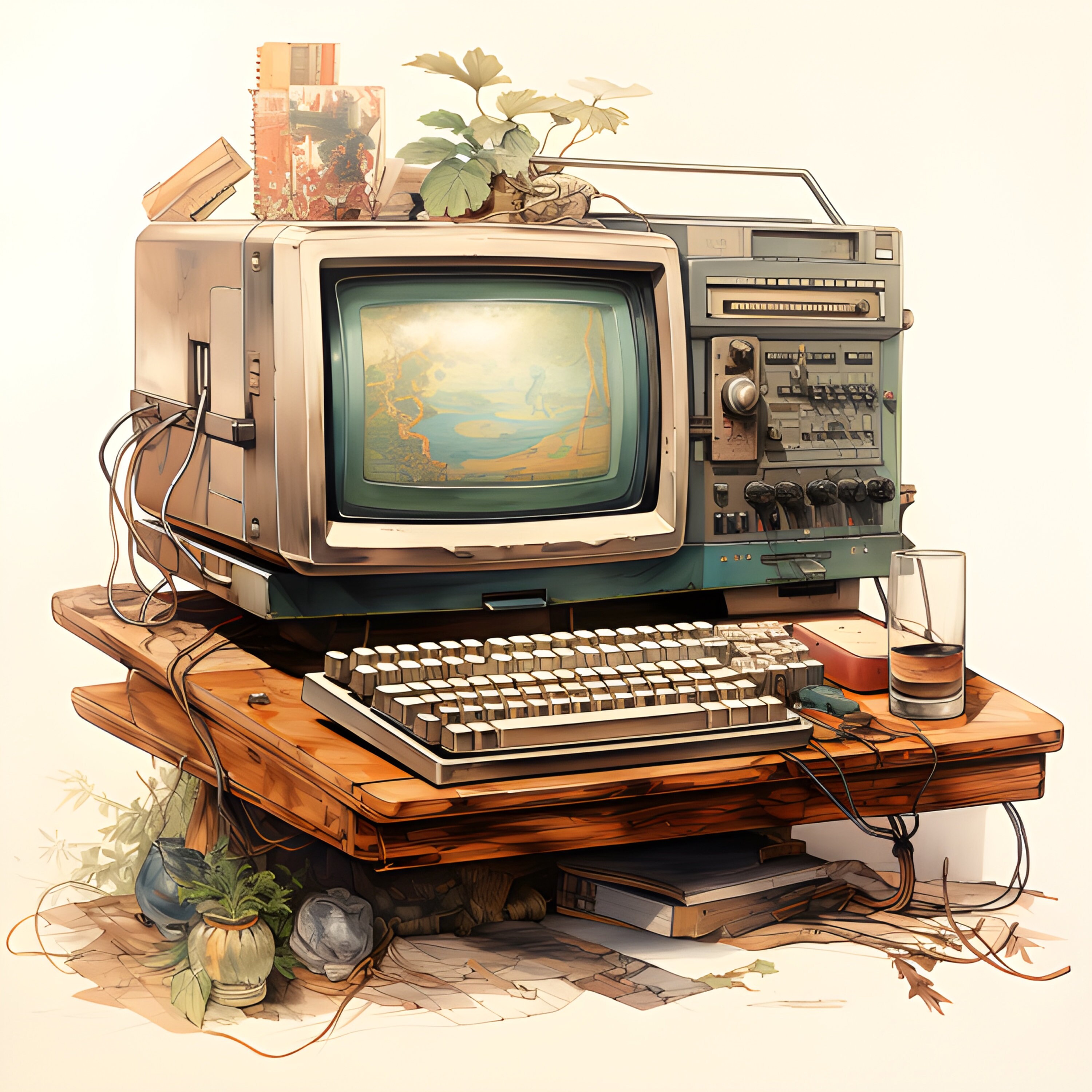 Clipart Old Computer Art 3 Hi-res JPEG - Etsy