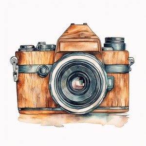 Clipart Wooden Camera, Old, Vintage, Watercolor, Hi-res JPEG - Etsy