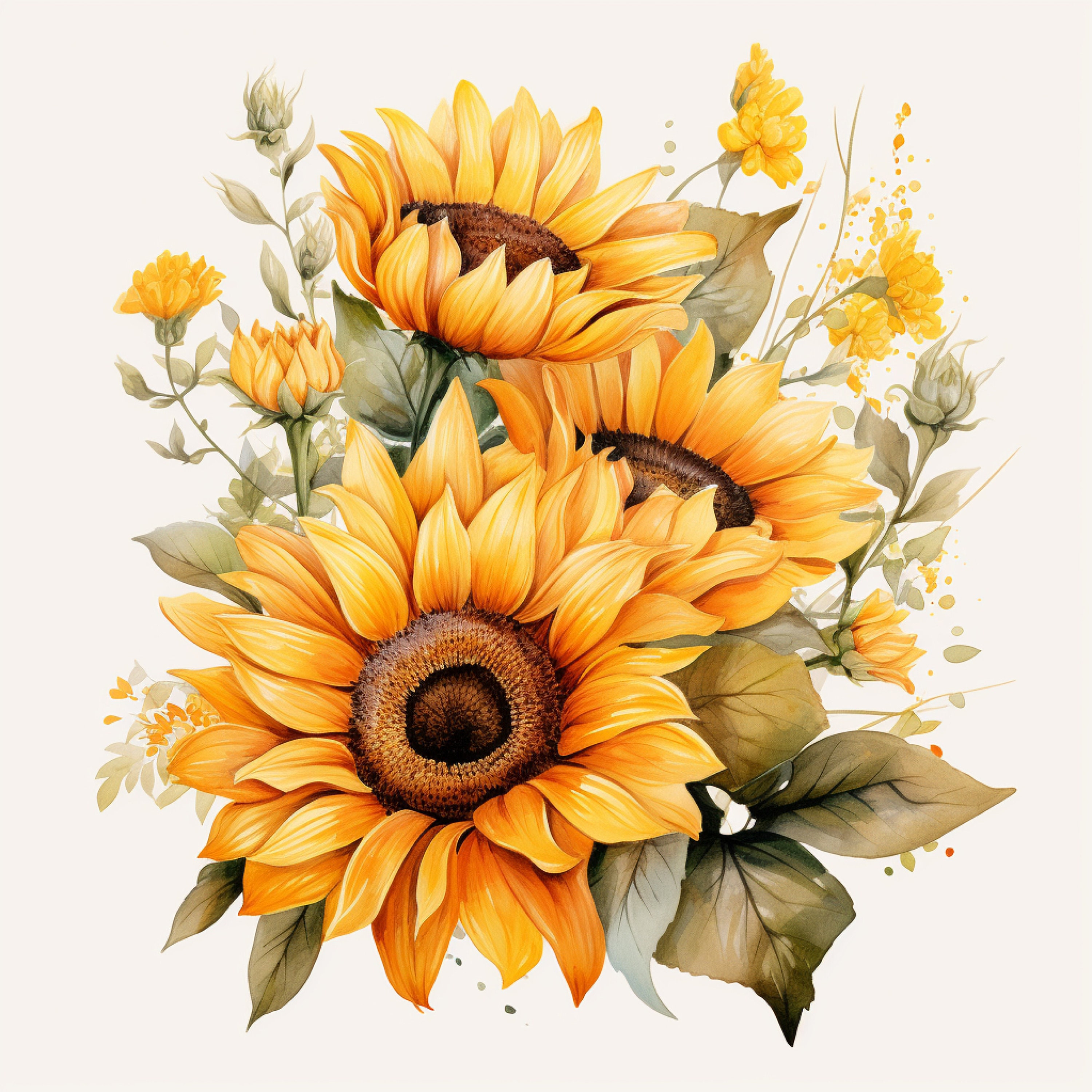 Clipart Sunflower Watercolor 3 JPEG - Etsy