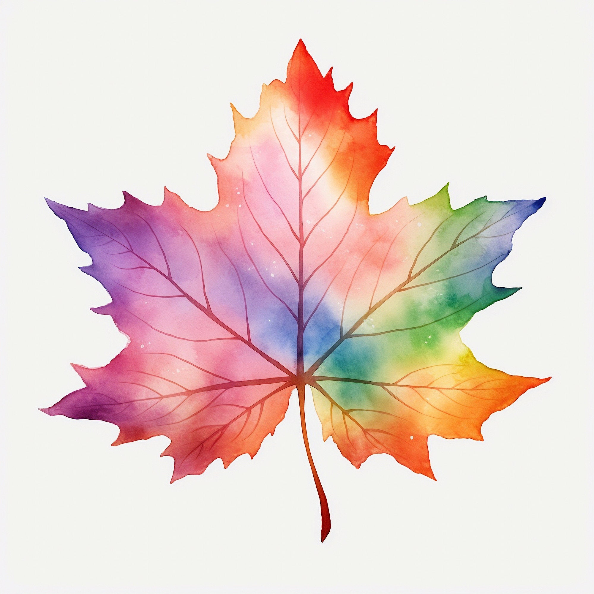 Clipart Maple Leaf, Autumn, Colorful, Watercolor, Hi-res JPEG - Etsy