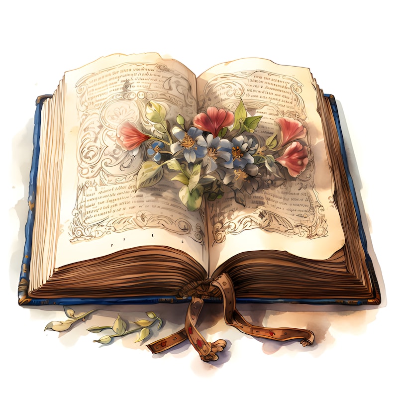 Clipart, Old Book, Flowers, Vintage, Watercolor, 3 Hi-res JPEG - Etsy