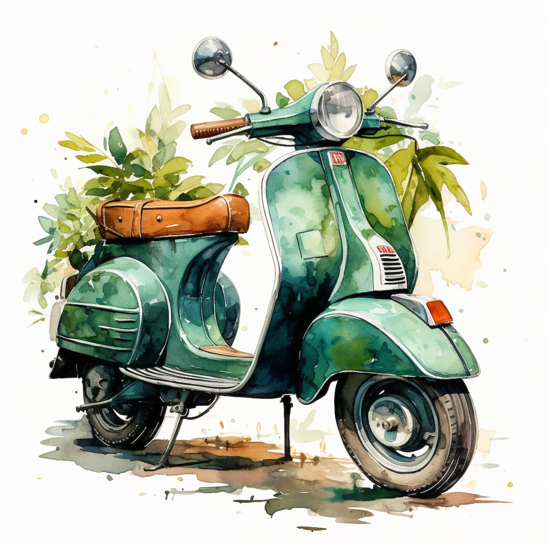 Clipart Old Vespa Watercolor 3 JPEG - Etsy