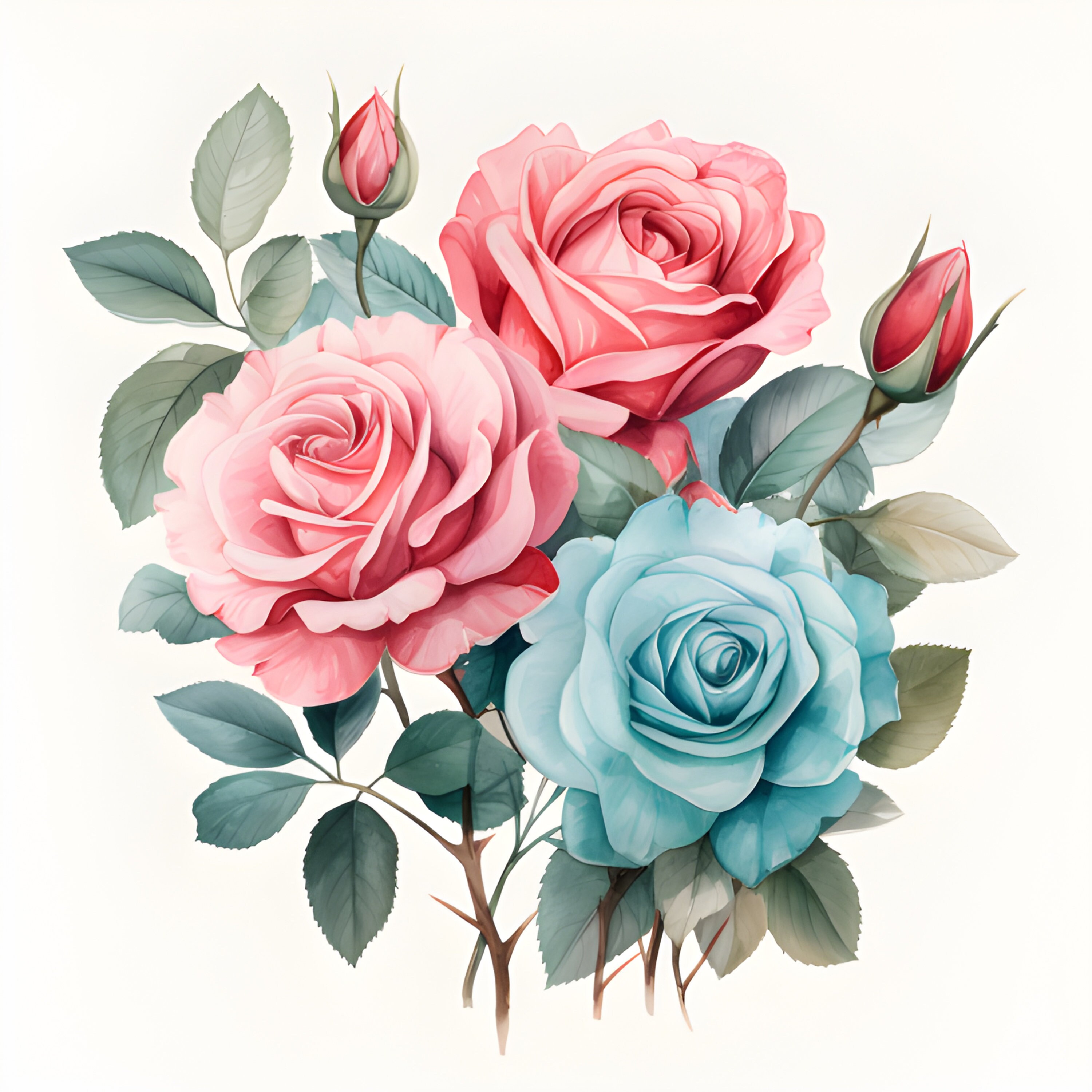 Clipart Roses 3 Hi-res JPEG - Etsy