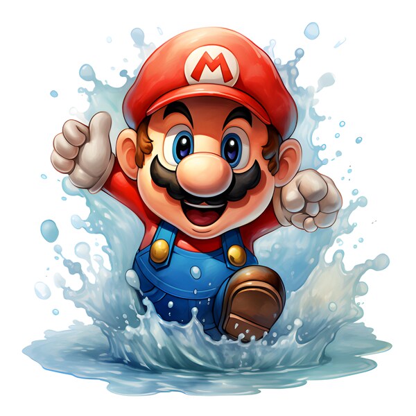 Watercolor Mario Clipart - Etsy