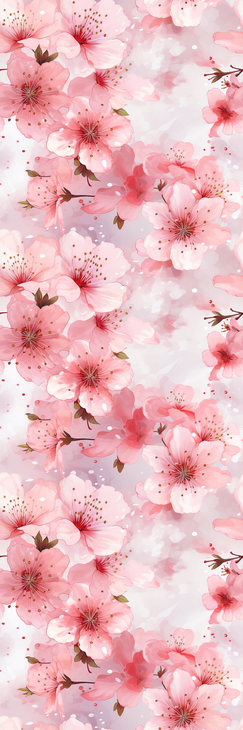 Seamless Pattern, Sakura, Flower, Pink, Japan, Watercolor - Etsy