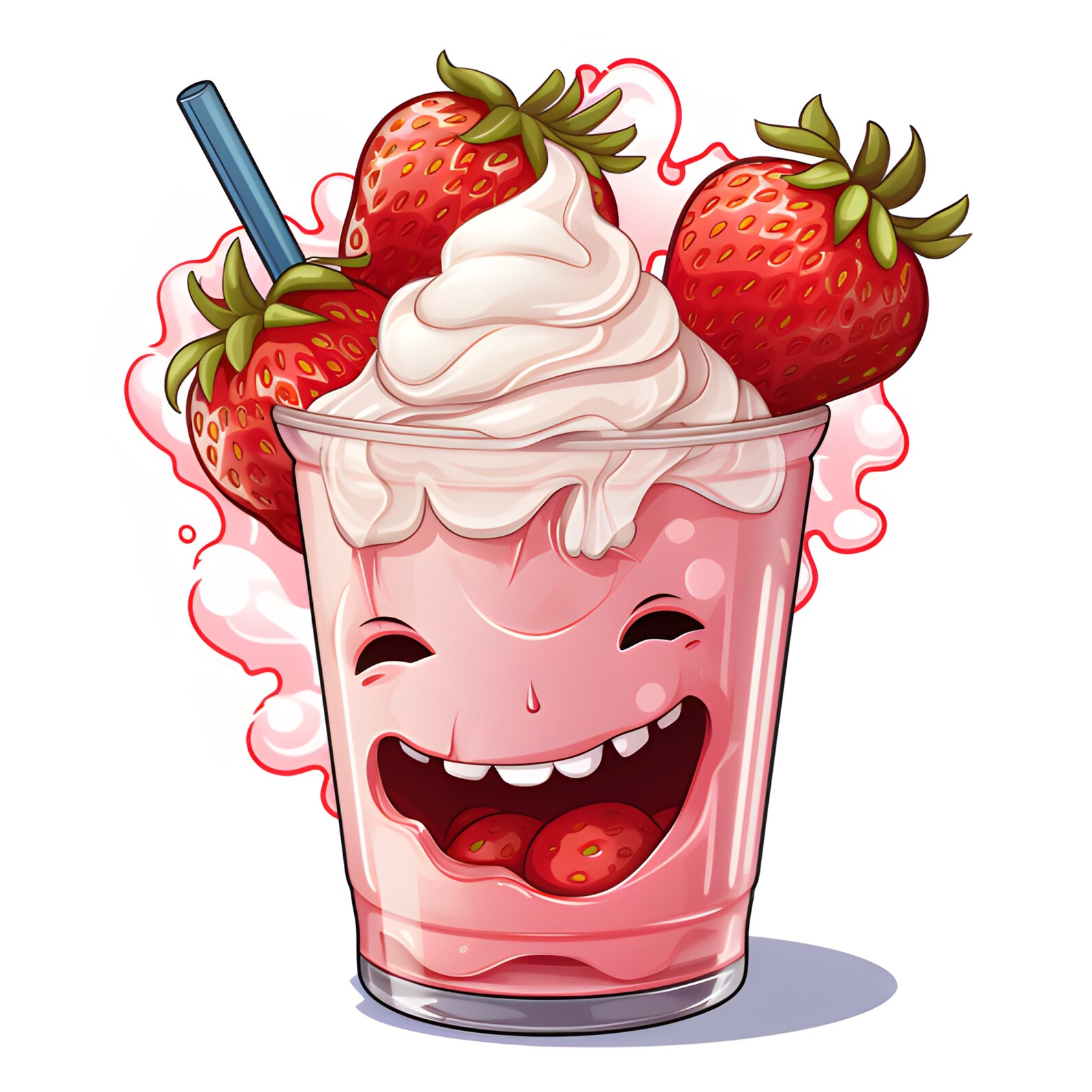 Clipart Strawberry Milkshake Monster 3 Hi-res JPEG - Etsy
