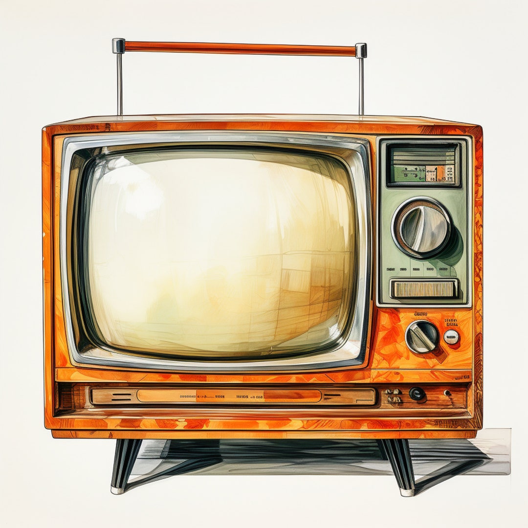 Clipart Vintage Television Watercolor 3 JPEG - Etsy