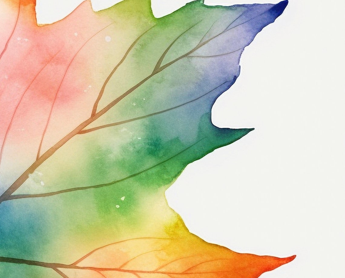 Clipart Maple Leaf, Autumn, Colorful, Watercolor, Hi-res JPEG - Etsy