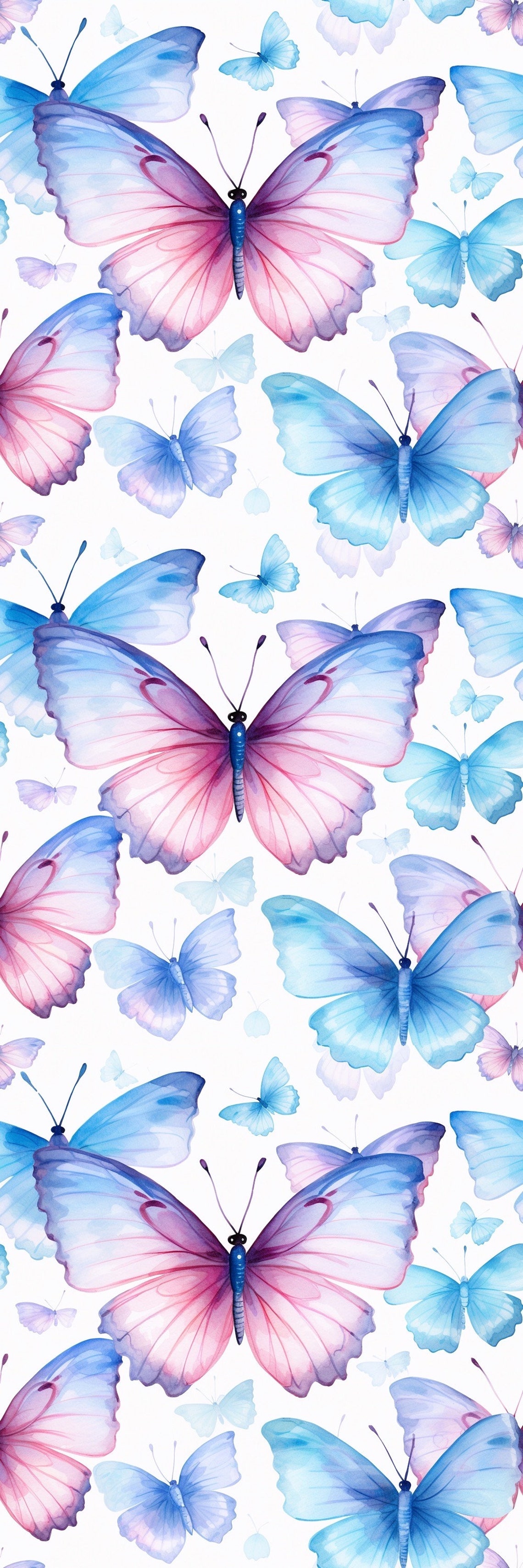 Seamless Pattern, Beautiful Butterfly, Blue, Purple, Pink, Watercolor ...