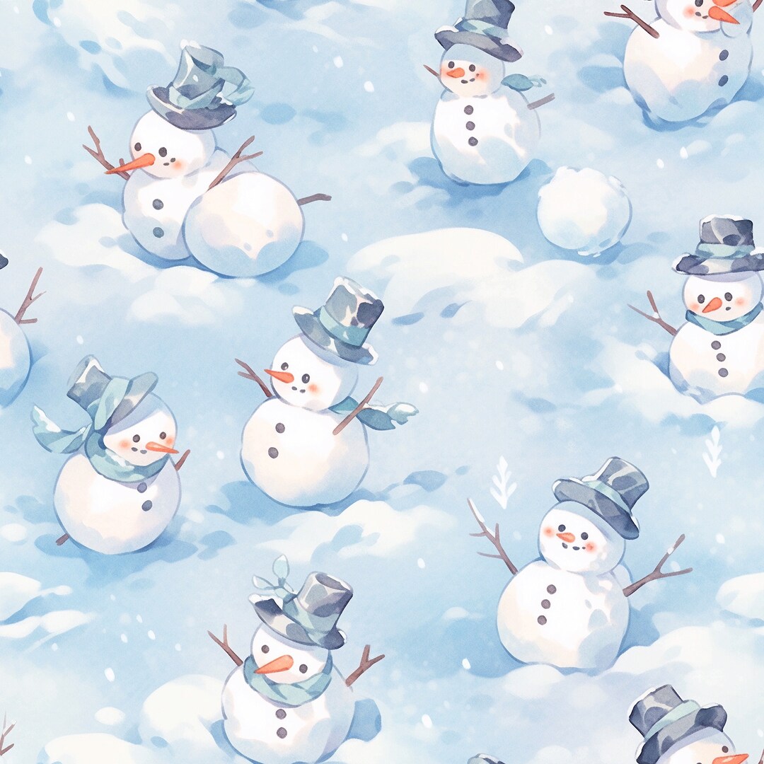 Seamless Pattern, Cute Snowman, Pastel, Watercolor - Etsy