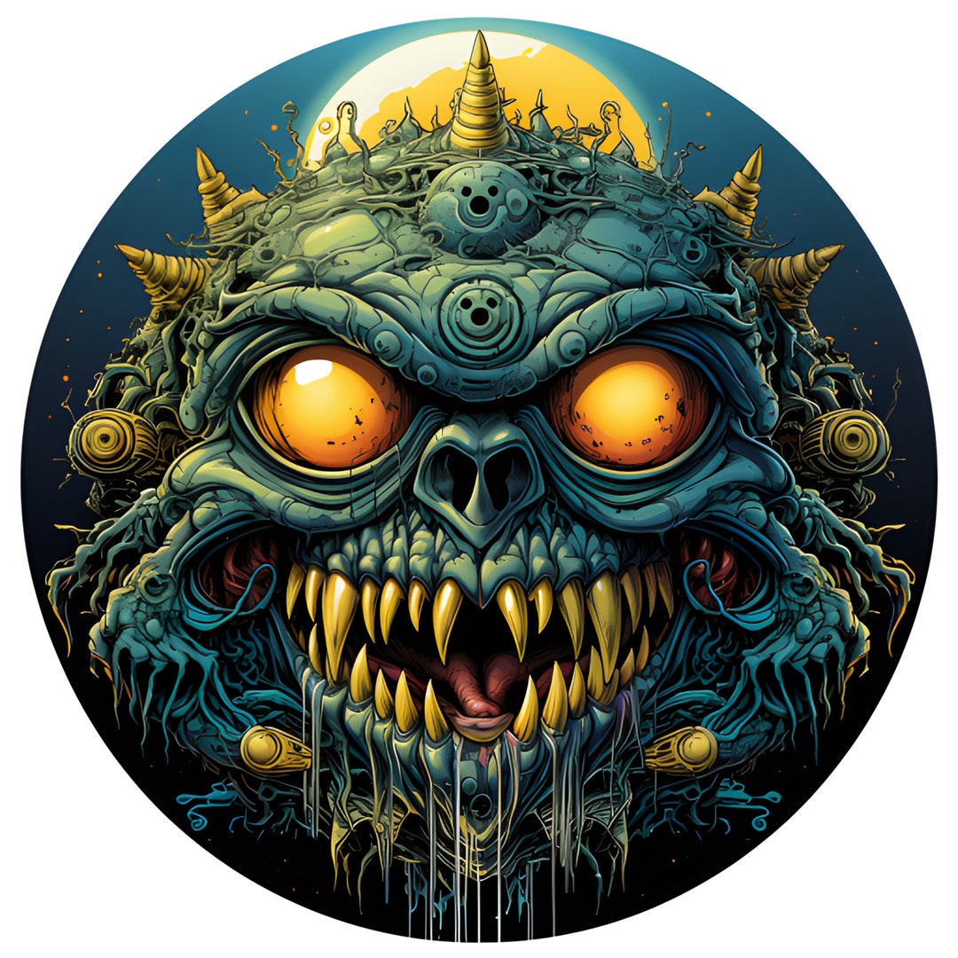 Clipart Monster Moon Cartoon Watercolor 3 Hi-res JPEG - Etsy