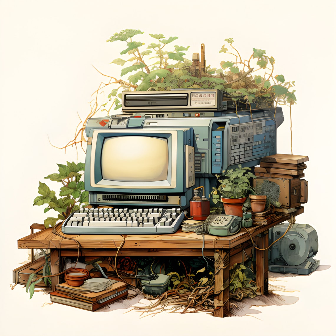 Clipart Old Computer Art 3 Hi-res JPEG - Etsy