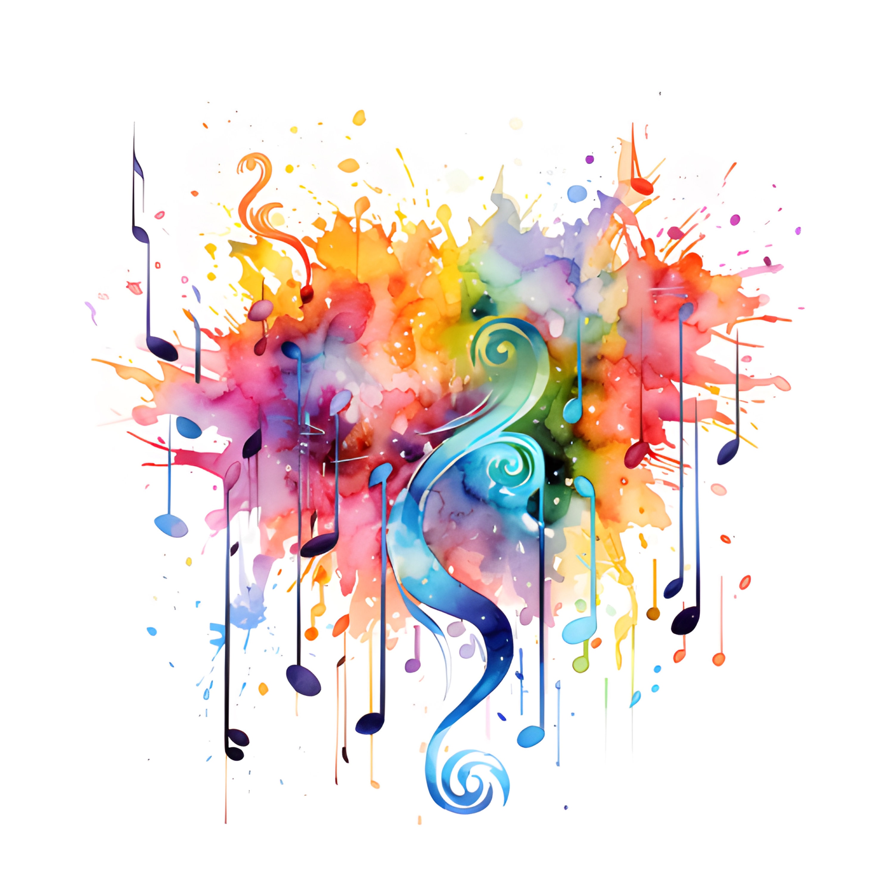 Clipart Music Note Watercolor 3 Hi Res Jpeg Etsy