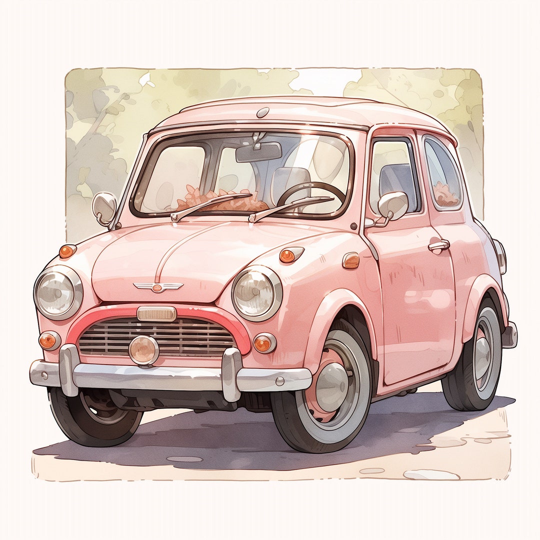 Clipart, Picture, Mini, Car, Vintage, Watercolor, Hi-res JPEG - Etsy