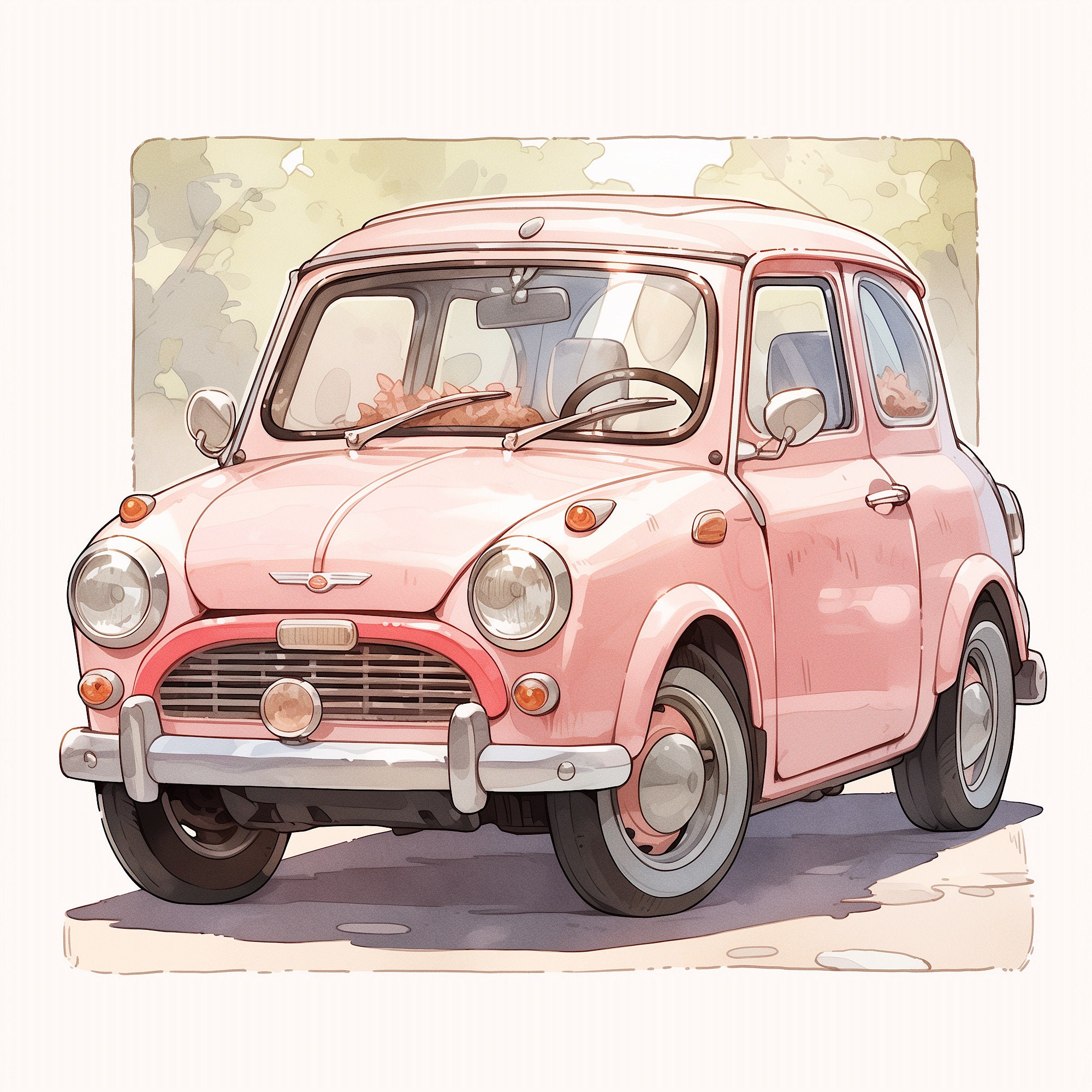 Clipart, Picture, Mini, Car, Vintage, Watercolor, Hi-res JPEG - Etsy