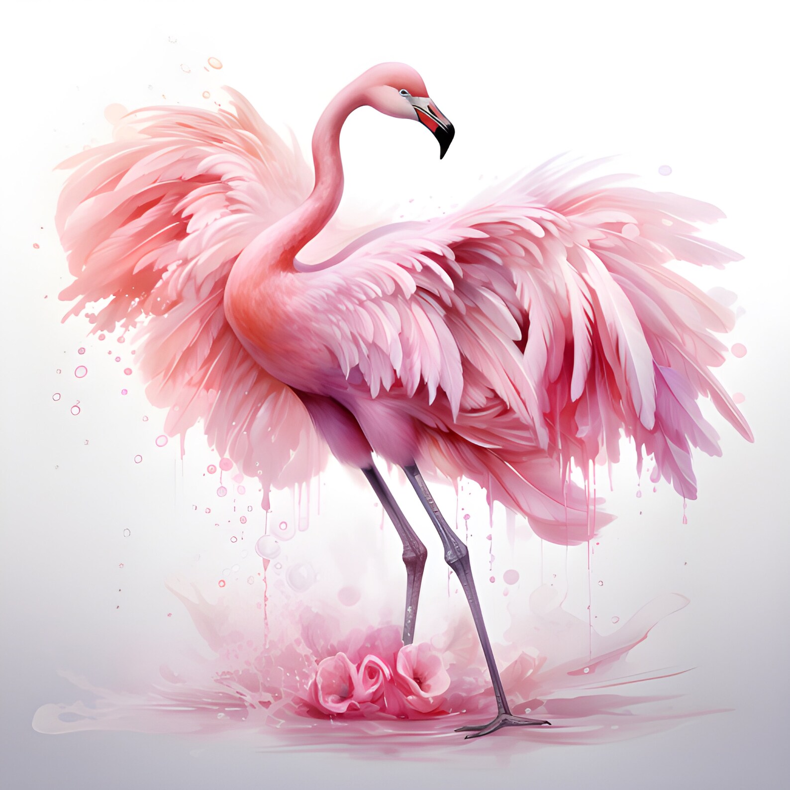 Clipart Pink Flamingo, Beautiful, Watercolor, 3 Hi-res JPEG - Etsy