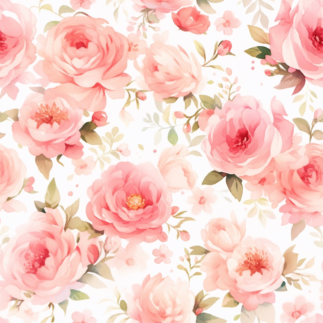 Seamless Pattern, Pink Rose, Sweet, Watercolor - Etsy