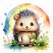 Clipart Hedgehog Rainbow Watercolor 3 JPEG - Etsy