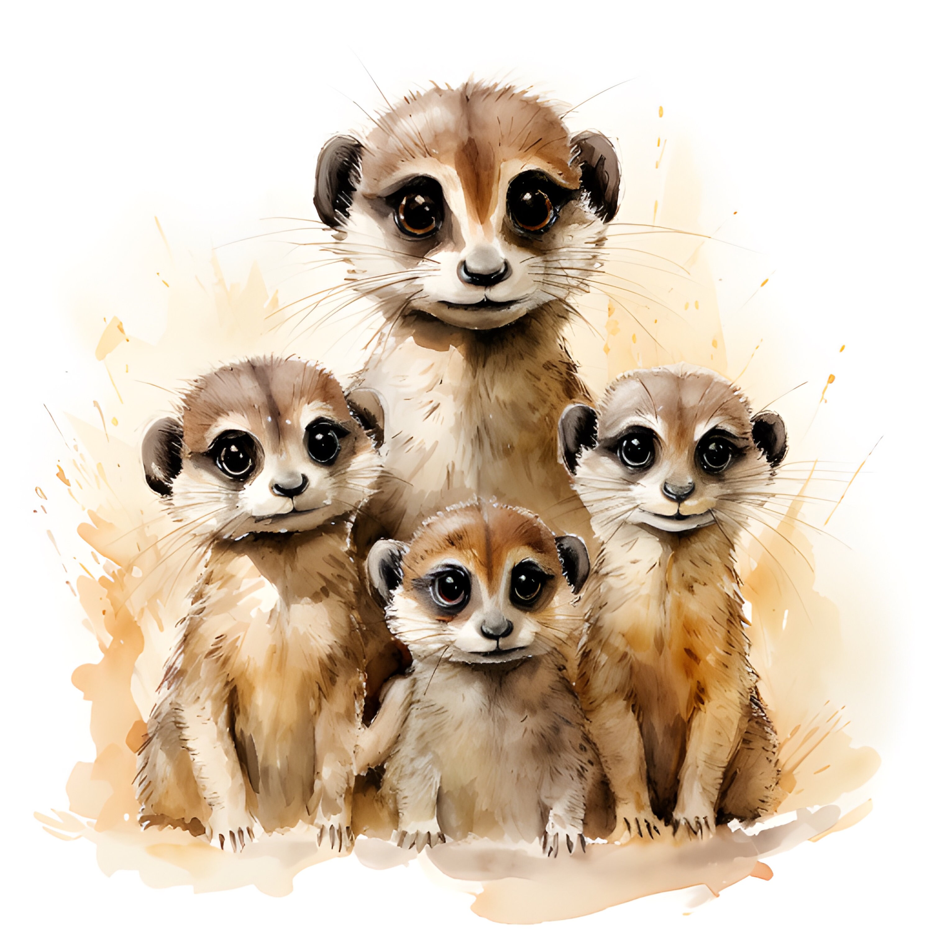 Clipart Cute Meerkat Family, Watercolor, 3 Hi-res JPEG - Etsy
