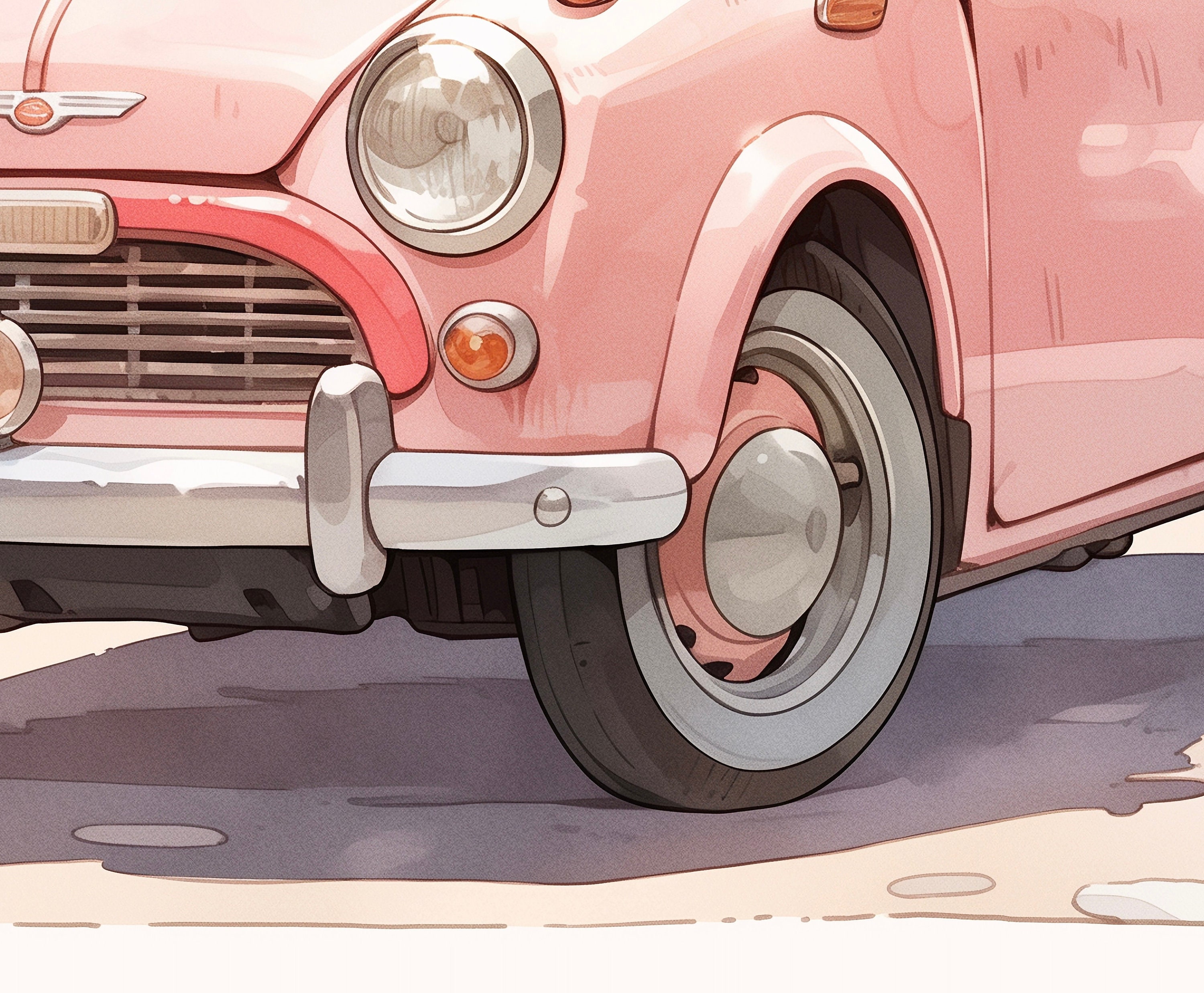 Clipart, Picture, Mini, Car, Vintage, Watercolor, Hi-res JPEG - Etsy