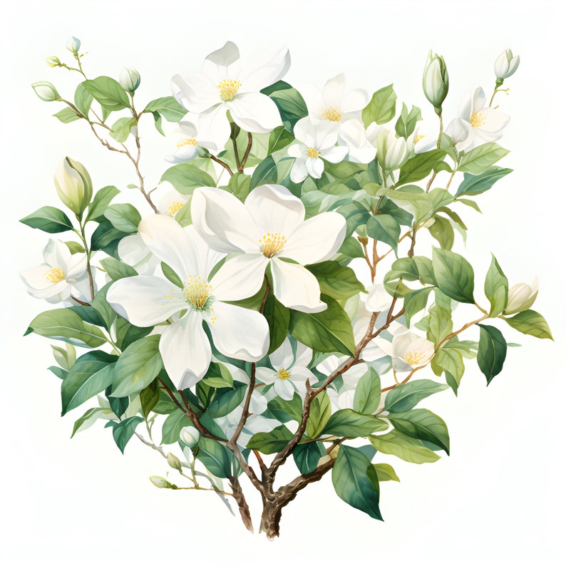 Jasmine Flowers, Watercolor, 3 Hi-res JPEG - Etsy