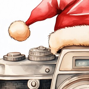 Clipart Vintage Camera, Christmas, Santa, Watercolor, Hi-res JPEG - Etsy
