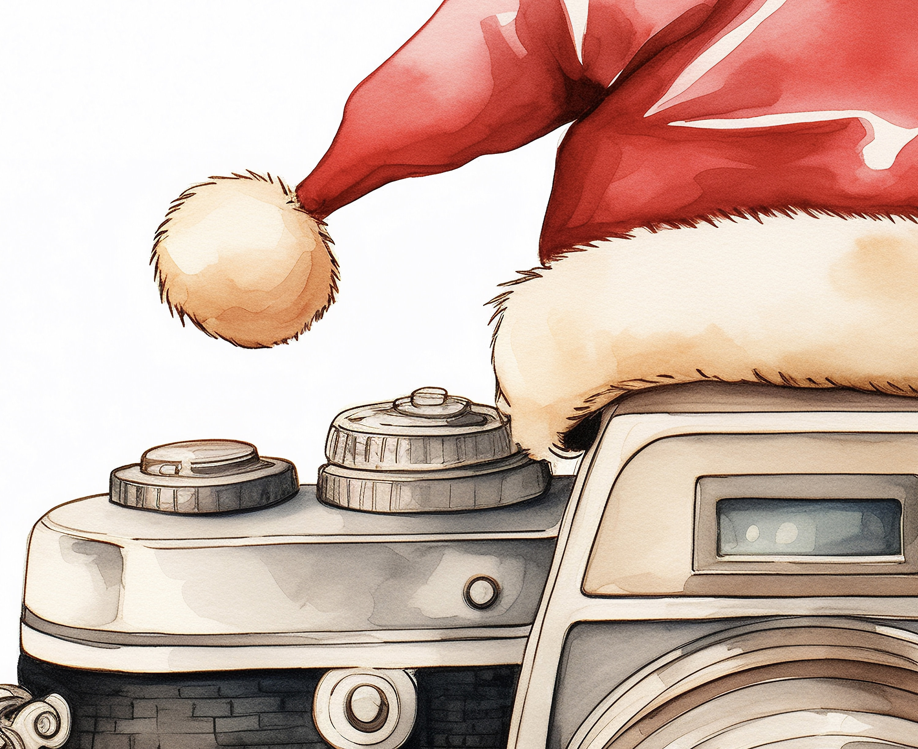 Clipart Vintage Camera, Christmas, Santa, Watercolor, Hi-res JPEG - Etsy