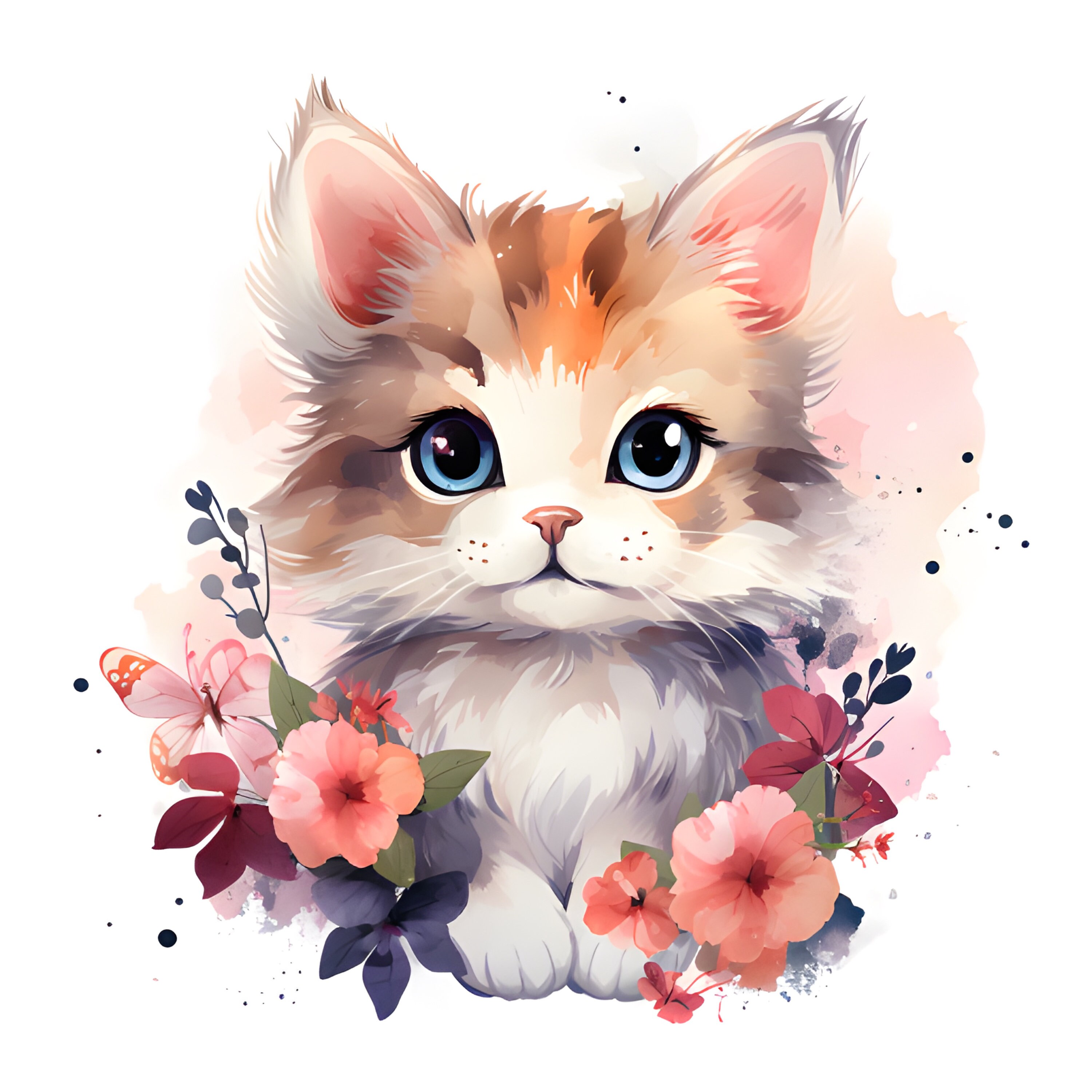 Clipart Cats With Flowers 3 Hi-res JPEG - Etsy