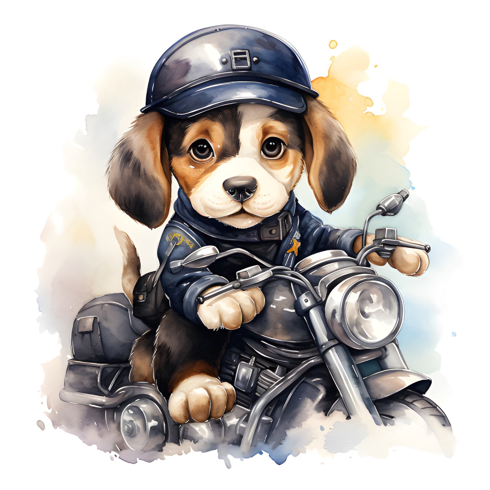 Clipart Beagle Riding Motorcycle, Watercolor, 3 Hi-res JPEG - Etsy