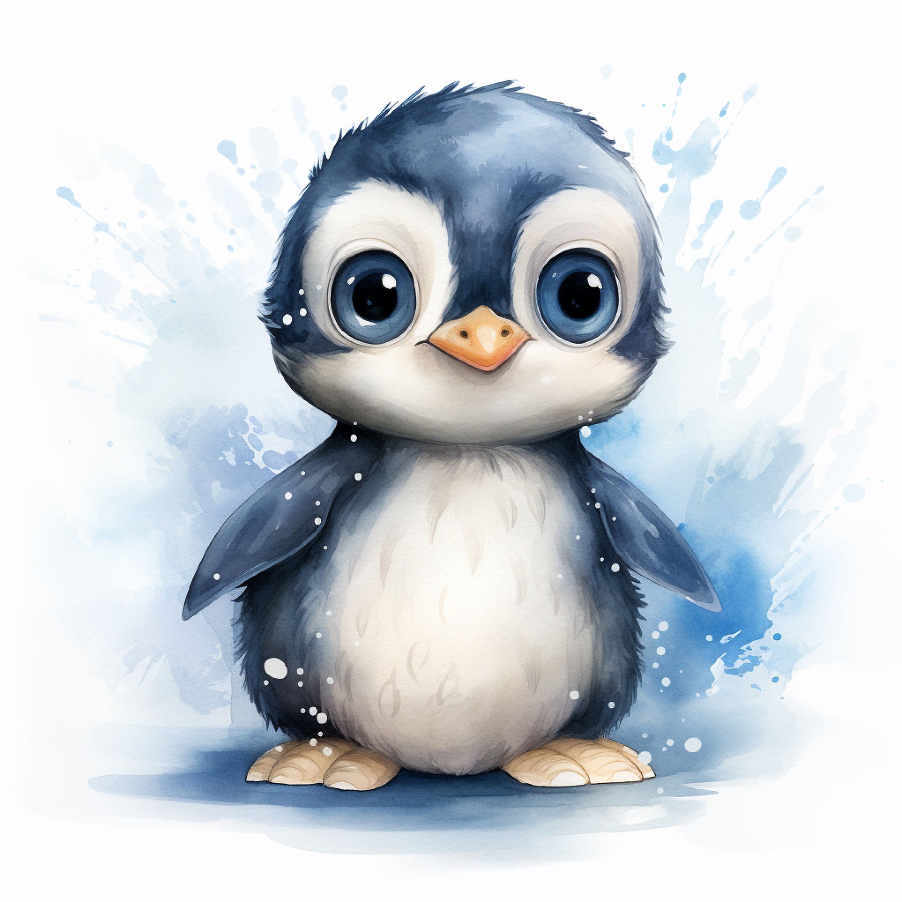 Clipart Cute Penguin Watercolor 3 JPEG - Etsy