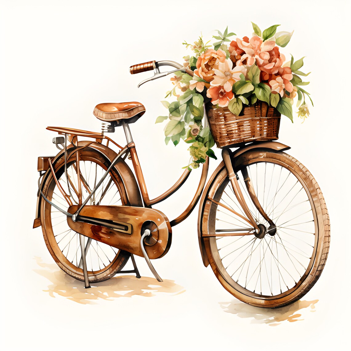Clipart Old Bicycle, Vintage, Flowers, Watercolor, 3 Hi-res JPEG - Etsy