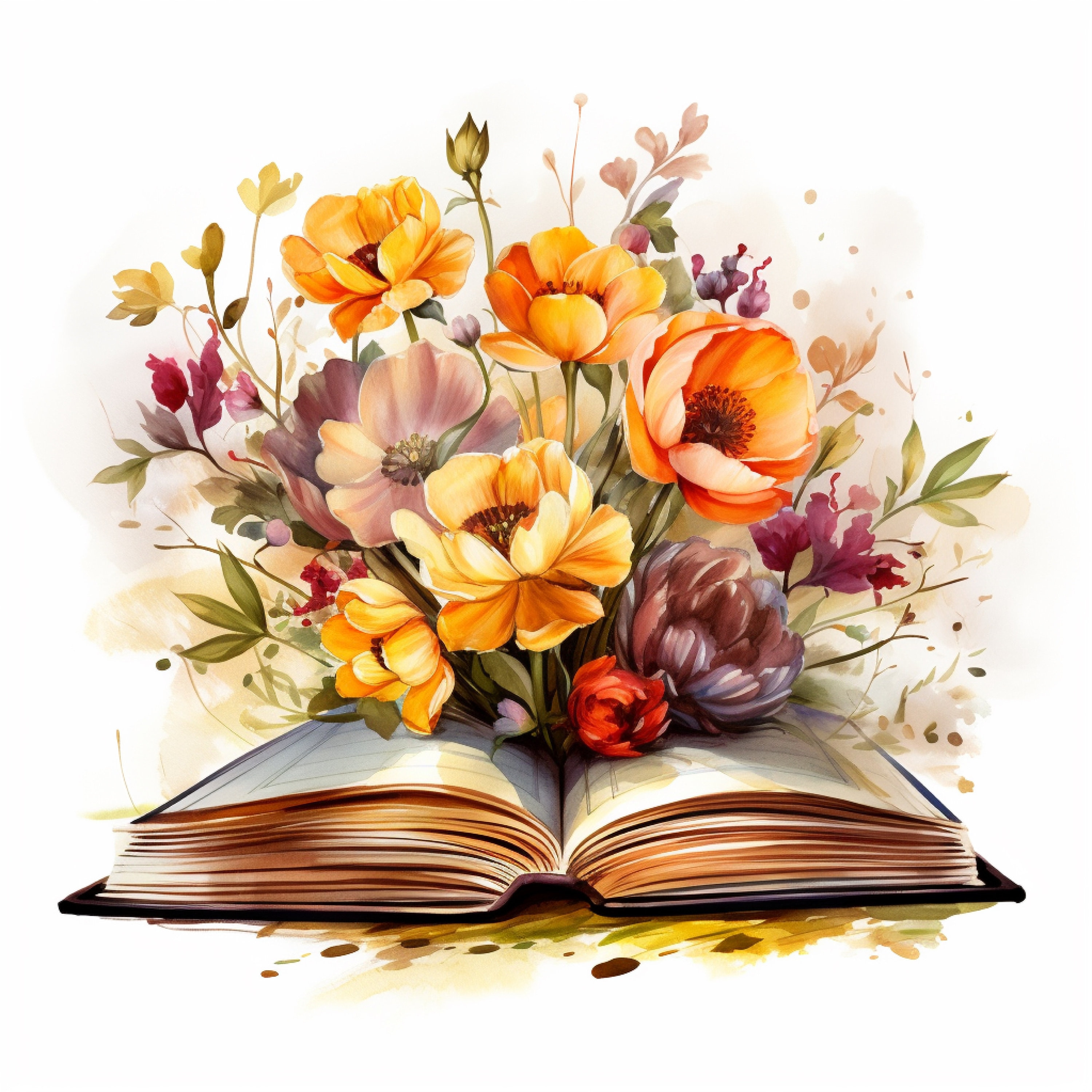 Clipart Books and Flowers 3 JPEG - Etsy