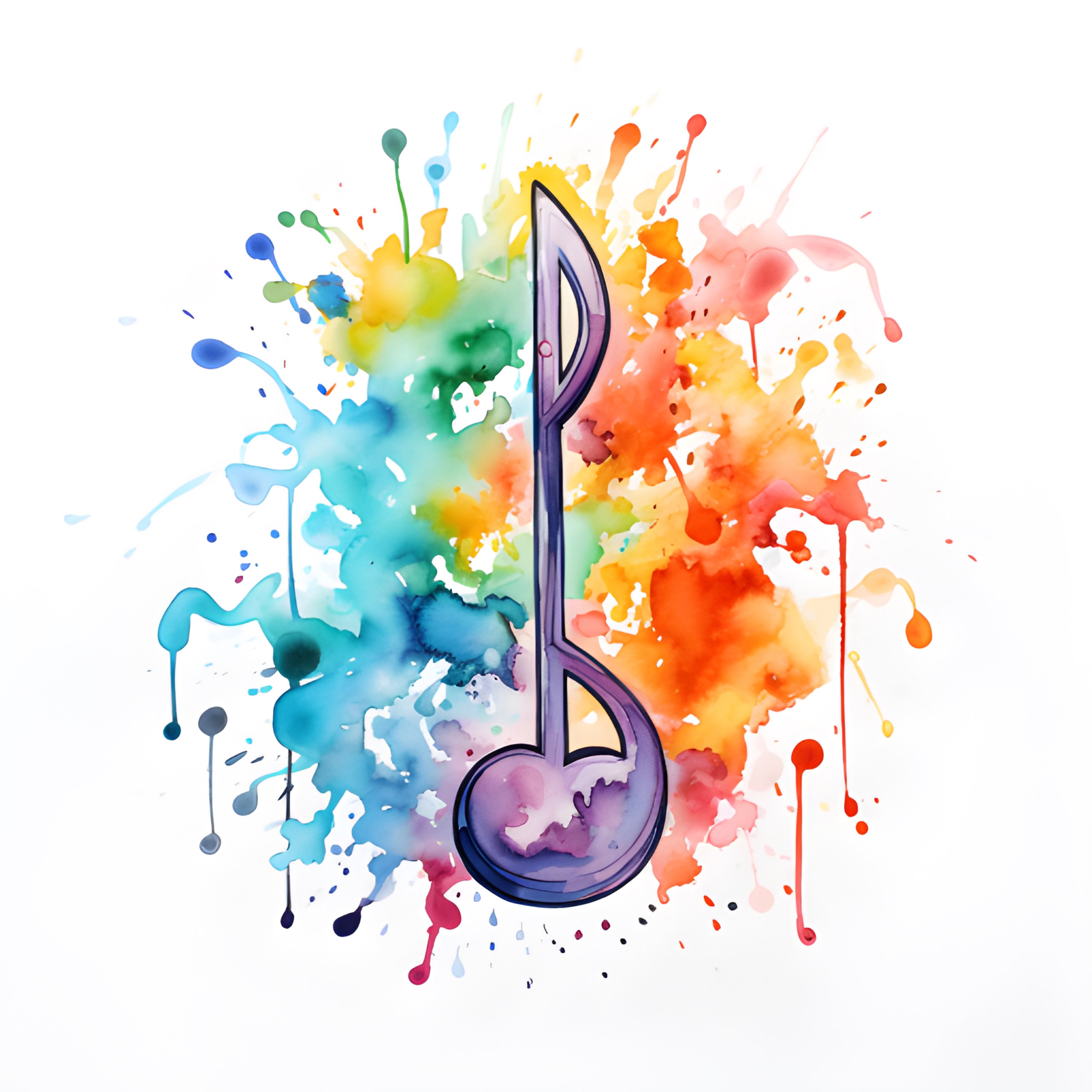Clipart Music Note Watercolor 3 Hi-res JPEG - Etsy
