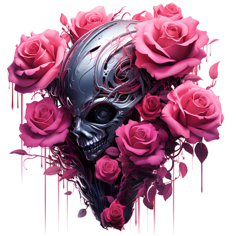 Clipart Skull Rose Art 3 Hi-res JPEG - Etsy