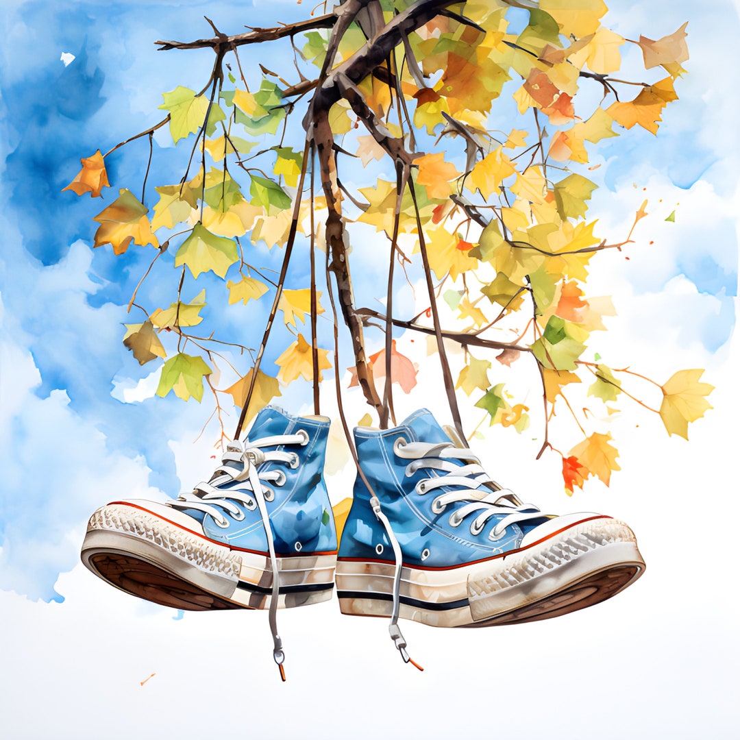 Clipart Hanging Converses on Tree, Watercolor, 3 Hi-res JPEG - Etsy