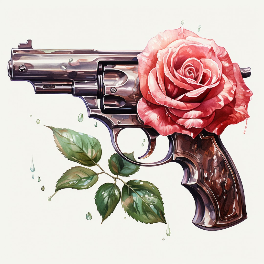 Clipart Gun and Rose Water Drop 3 JPEG - Etsy