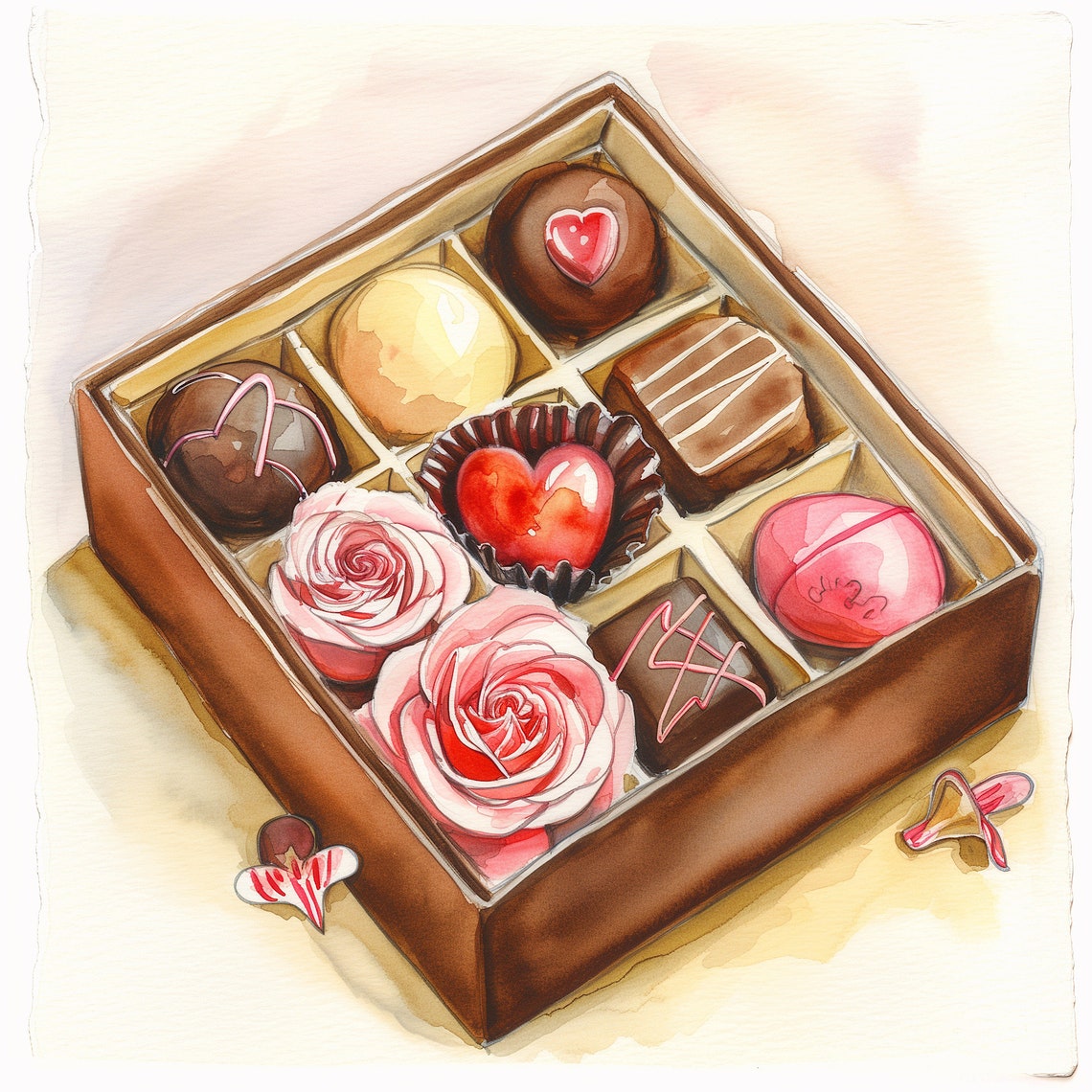 Clipart, Picture, Chocolate, Box, Delicious, Valentine, Rose ...