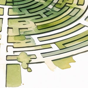 Clipart Labyrinth, Tree, Green, Puzzle, Watercolor, Hi-res JPEG - Etsy