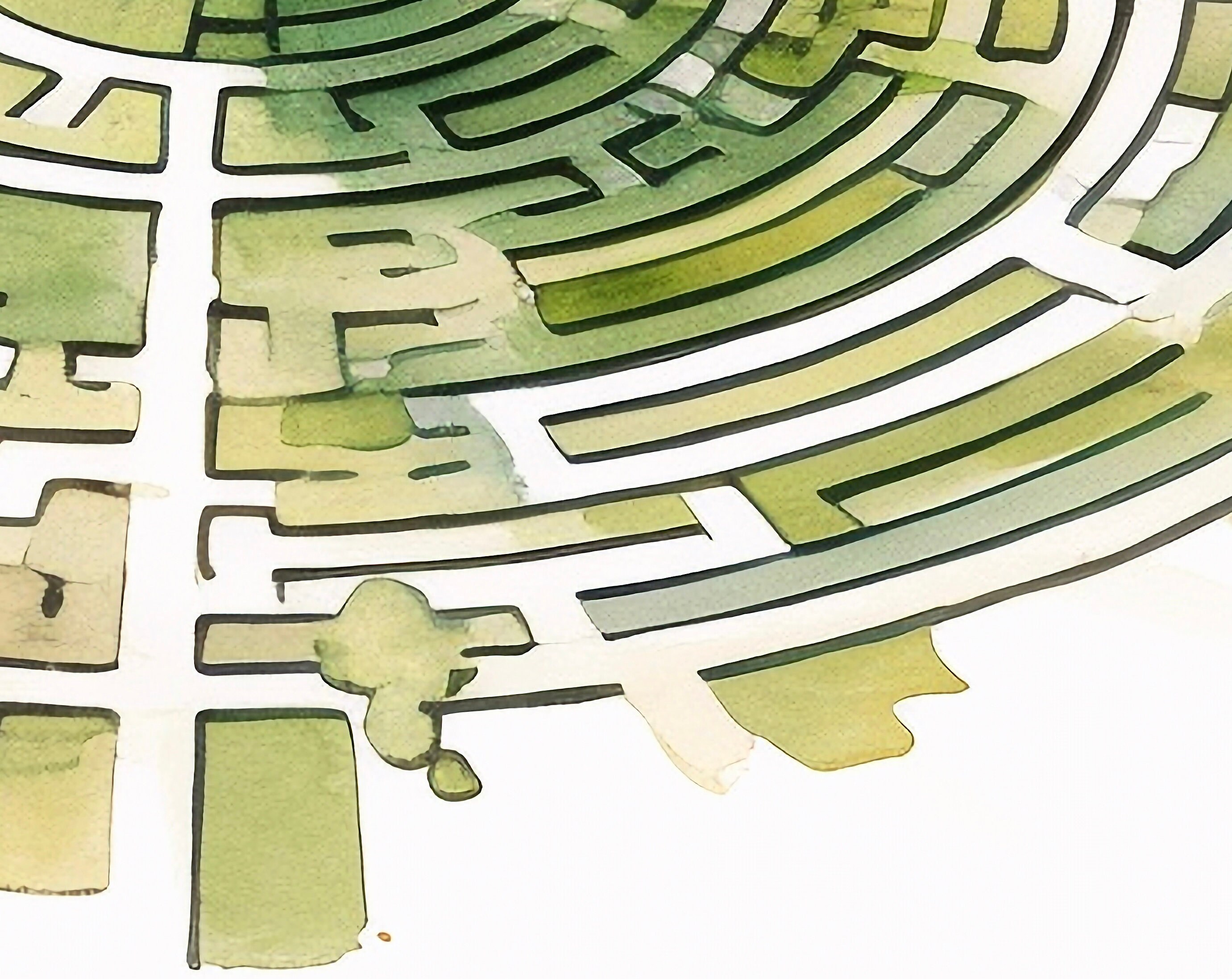 Clipart Labyrinth, Tree, Green, Puzzle, Watercolor, Hi-res JPEG - Etsy