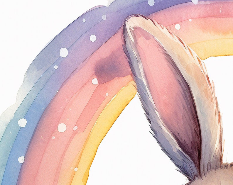 Clipart Cute Rabbit, Rainbow, Flowers, Watercolor, Hi-res JPEG - Etsy