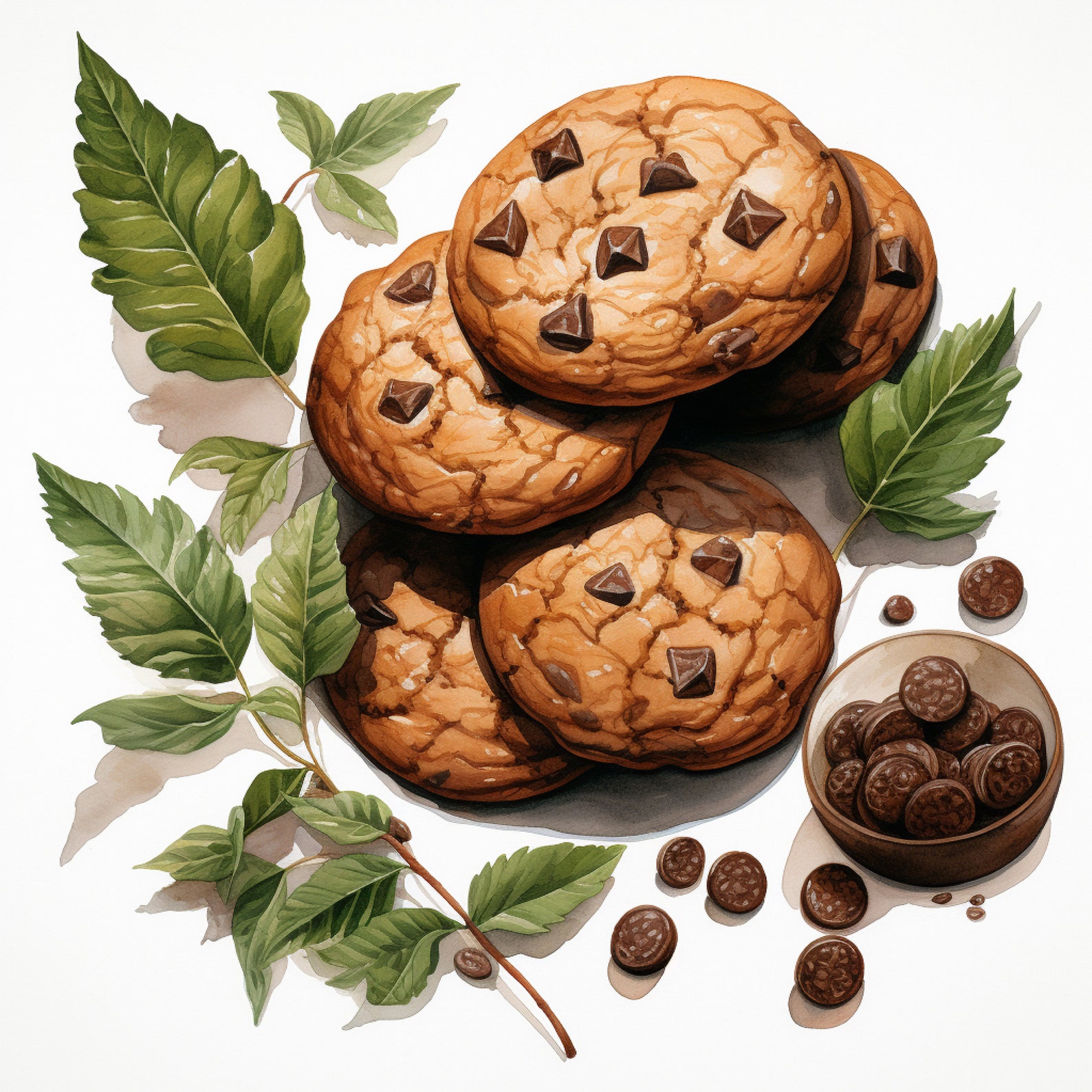 Clipart Cookies Chocolate Chip 3 JPEG - Etsy