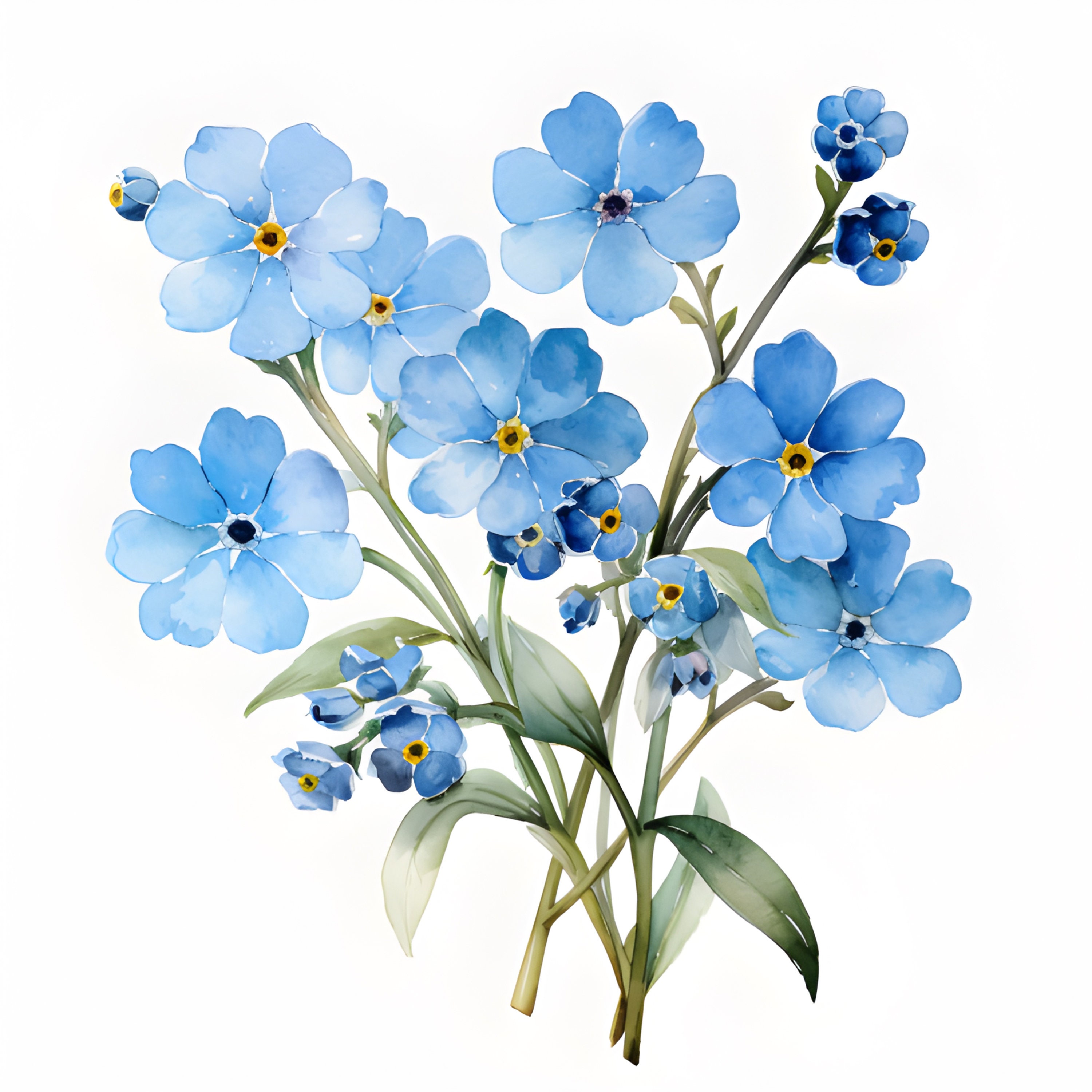 Forget Me Not, Flowers, Watercolor 3 Hi-res JPEG - Etsy