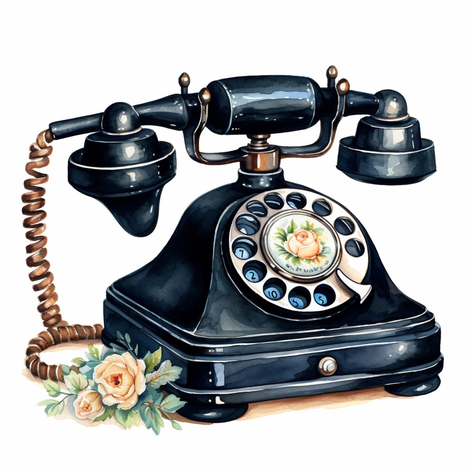 Clipart Vintage Telephone Watercolor 3 JPEG - Etsy