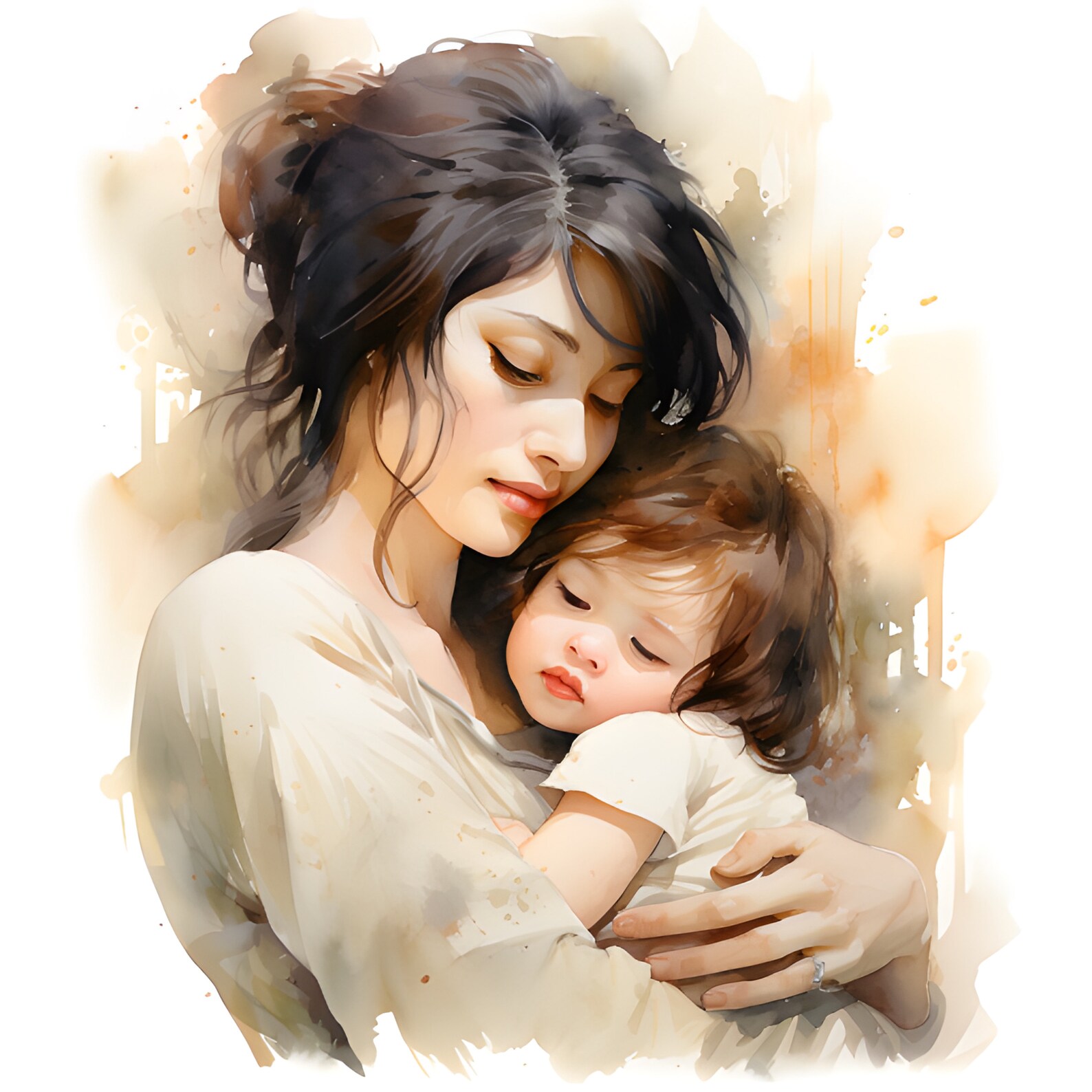Clipart Mom and Baby, Mather, Family, Watercolor, 3 Hi-res JPEG - Etsy